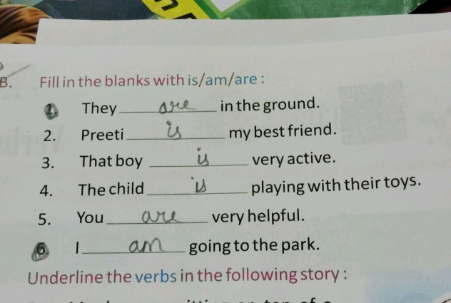 B Fill in the blanks with is/am/are 1 They | StudyX