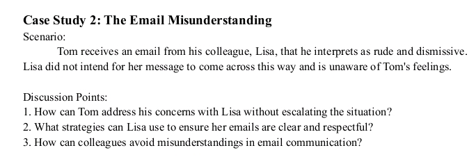 Case Study 2 The Email Misunderstanding | StudyX