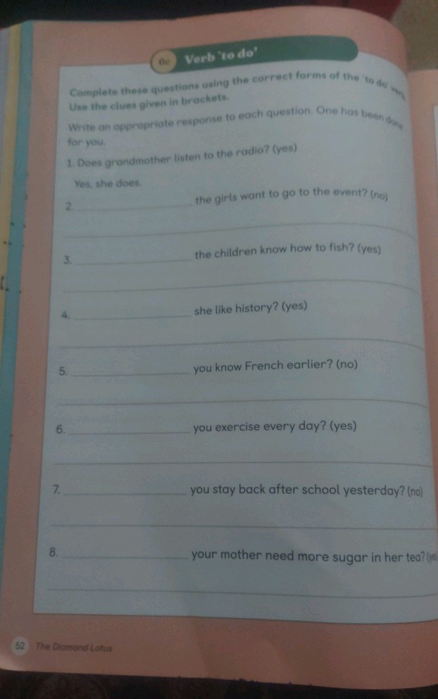 Verb to do Complete these questions using | StudyX