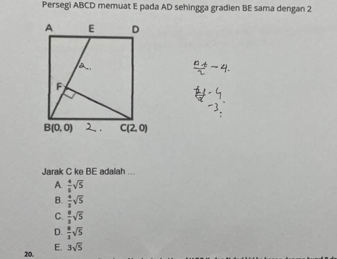 Persegi ABCD memuat E pada AD sehingga | StudyX