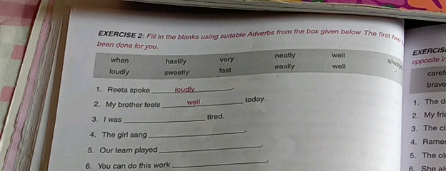 EXERCISE 2 FWI in tho blanks using suitable | StudyX