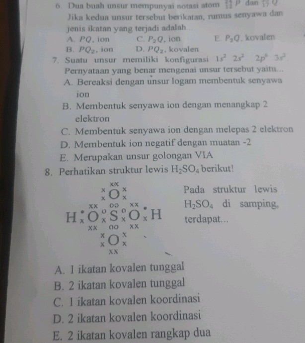 6 Dua buah unsur mempunyai notasi atom 15P | StudyX