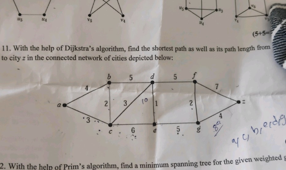 11 With the help of Dijkstras algorithm find | StudyX