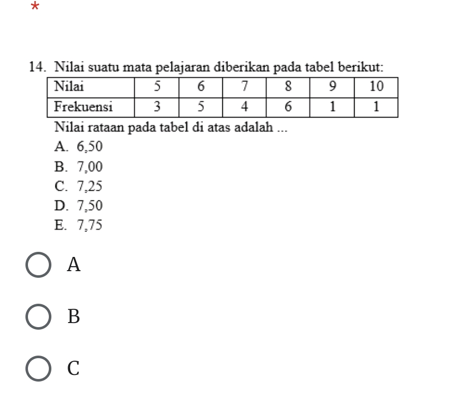 14 Nilai suatu mata pelajaran diberikan pada | StudyX