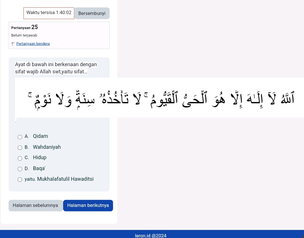 Ayat di bawah ini berkenaan dengan sifat | StudyX