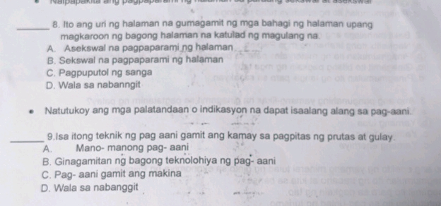 8 Ito ang uri ng halaman na gumagamit ng mga | StudyX