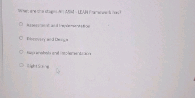 What are the stages Alt ASM - LEAN Framework | StudyX