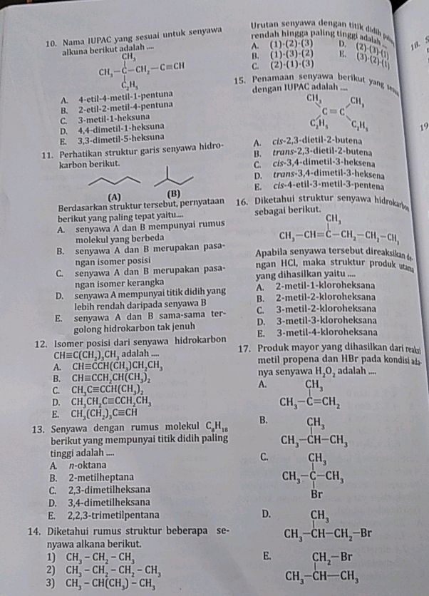 10 Nama IUPAC yang sesuai untuk senyawa | StudyX
