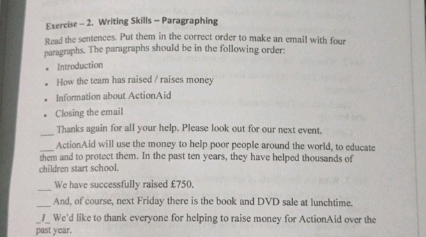 Exercise - 2 Writing Skills - Paragraphing | StudyX