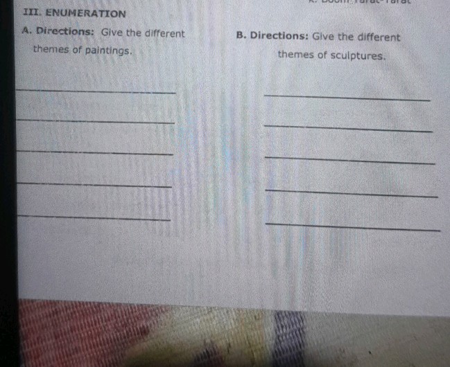 III ENUMERATION A Directions Give the | StudyX