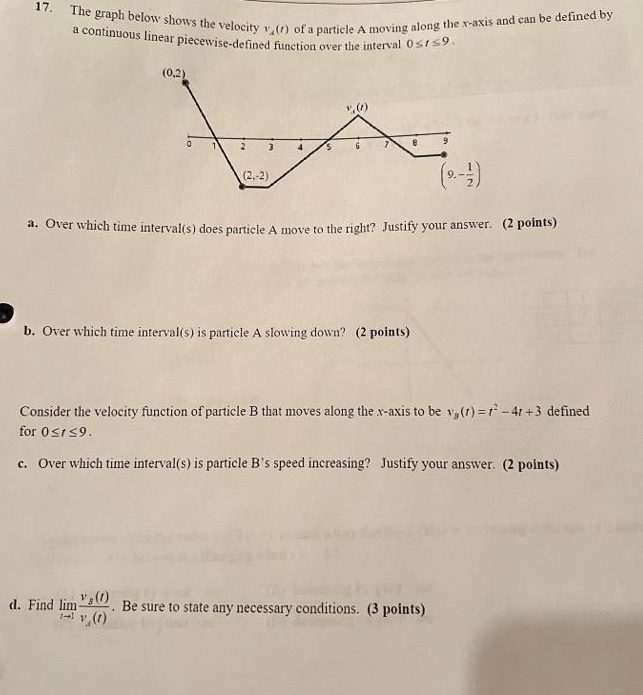 17 The graph below shows the velocity vA(t) | StudyX