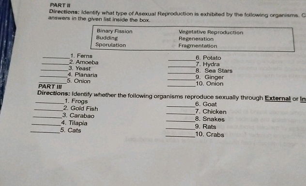 PART II Directions Identify what type of | StudyX