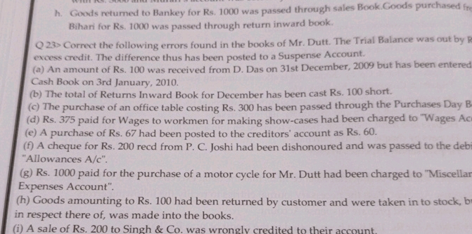 Q23 Correct the following errors found in | StudyX