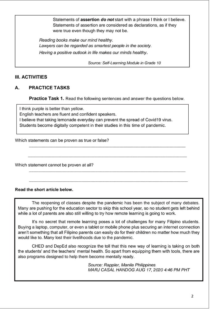 Statements of assertion do not start with a | StudyX