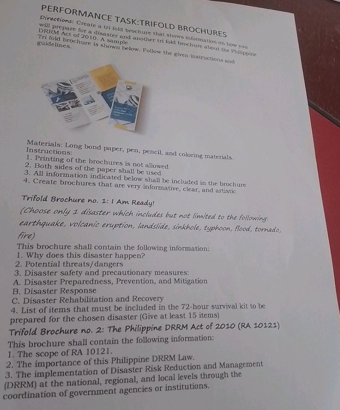 PERFORMANCE TASKTRIFOLD BROCHURESDirections | StudyX