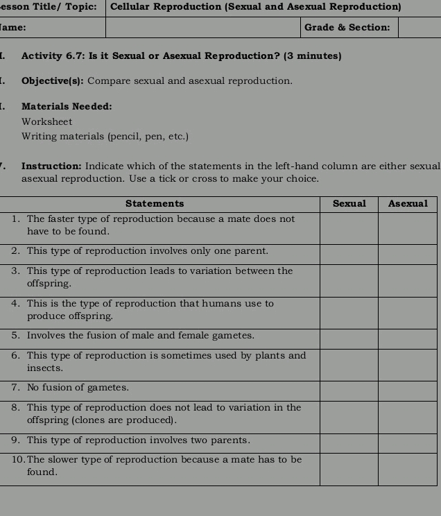 Cellular Reproduction (Sexual and Asexual | StudyX