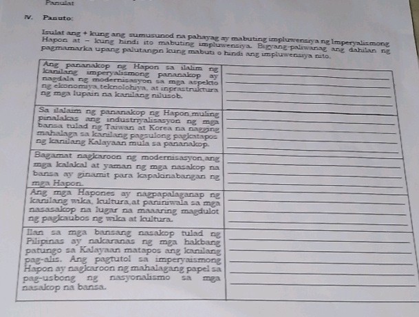 IV Panulat Panuto Isulat ang + kung ang | StudyX