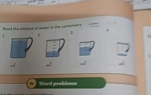 Read the amount of water in the containers | StudyX