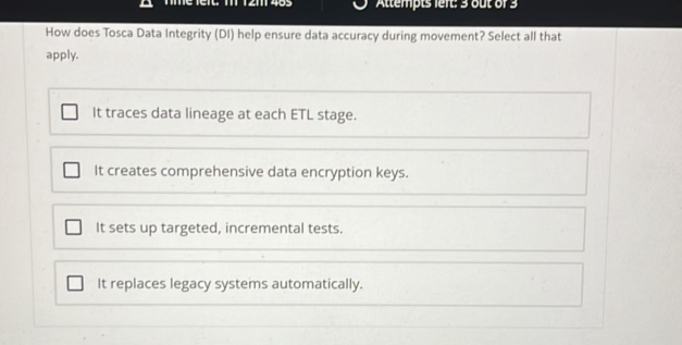 How does Tosca Data Integrity (DI) help | StudyX