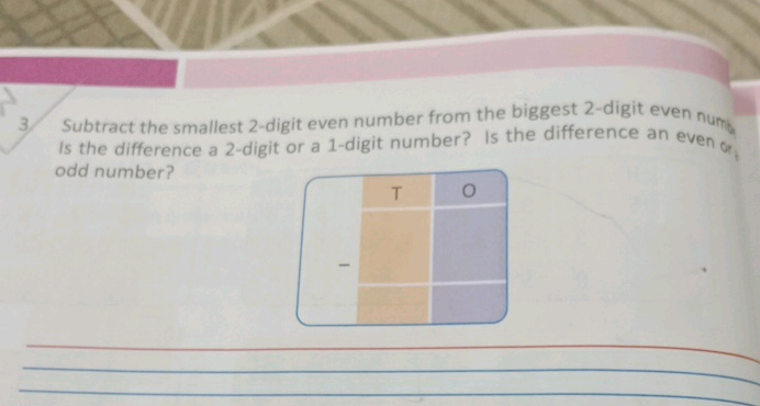 Subtract the smallest 2-digit even number | StudyX