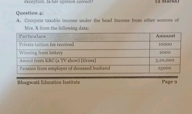 Question 4 A Compute taxable income under | StudyX