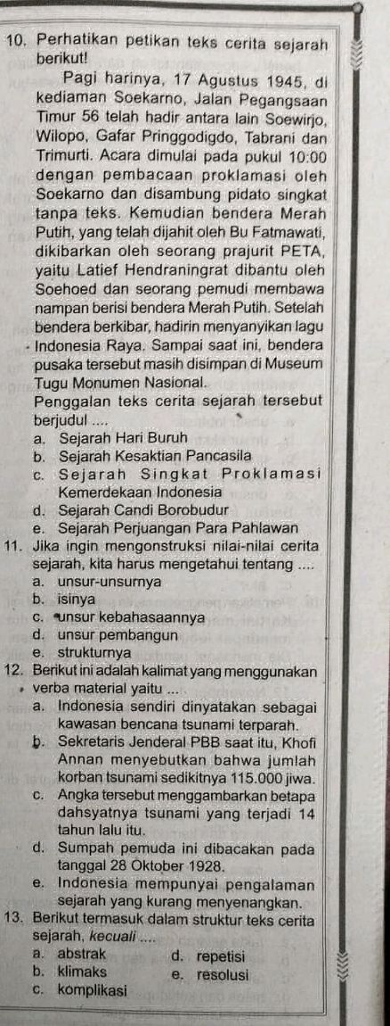 10 Perhatikan petikan teks cerita sejarah | StudyX