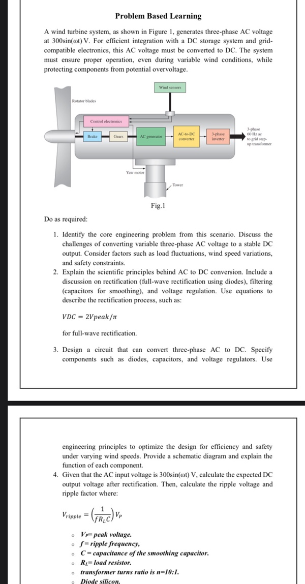 Problem Based Learning A wind turbine system | StudyX