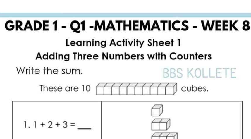 GRADE 1 - Q1 -MATHEMATICS - WEEK 8 Learning | StudyX