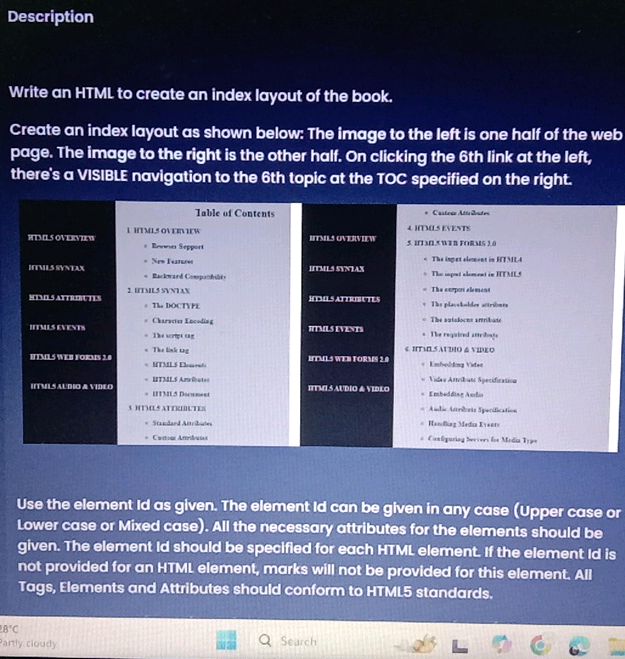 Description Write an HTML to create an index | StudyX