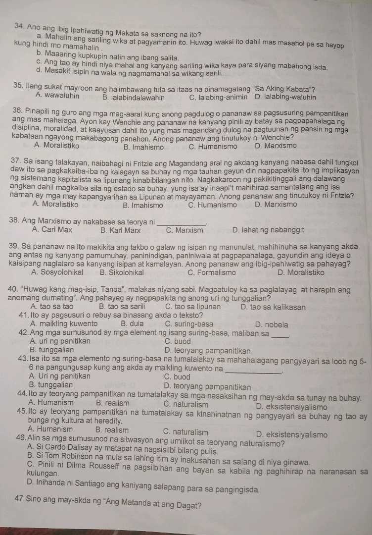 34 Ano ang ibig ipahiwatig ng Makata sa | StudyX