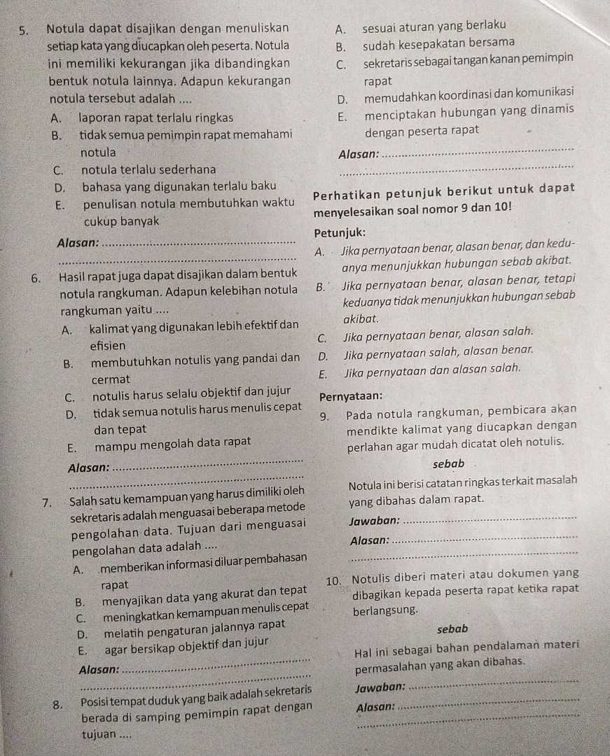 5 Notula dapat disajikan dengan menuliskan | StudyX