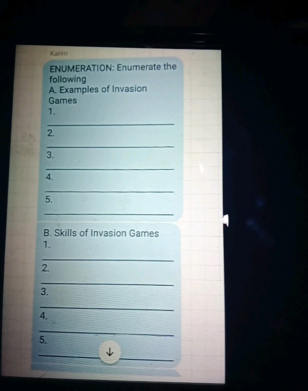 Karen ENUMERATION Enumerate the following A | StudyX