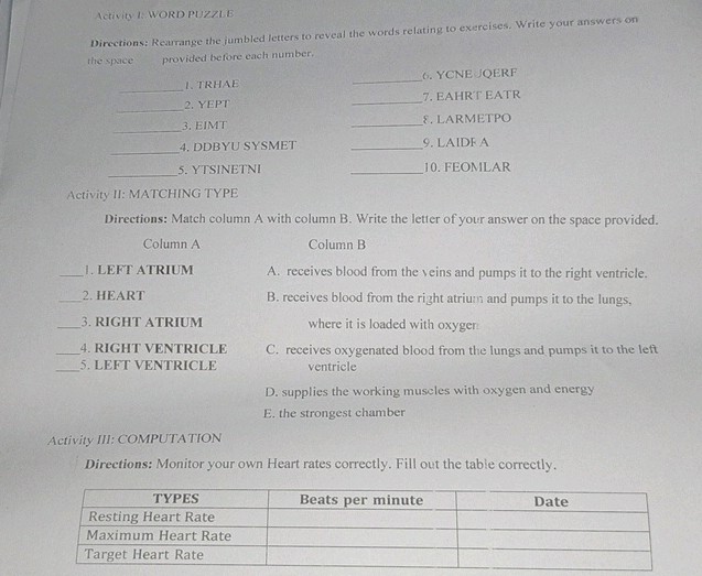Activity I WORD PUZZLE Directions Rearrange | StudyX