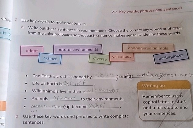 2 Use key words to make sentences a Write | StudyX