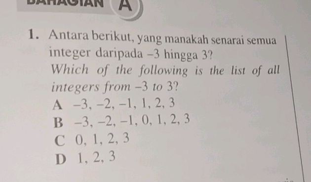 1 Antara berikut yang manakah senarai semua | StudyX