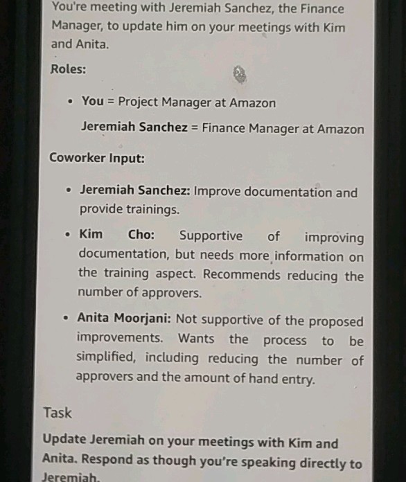 Youre meeting with Jeremiah Sanchez the | StudyX