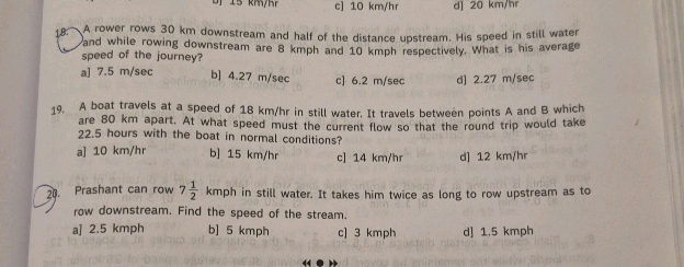18 A rower rows 30 km downstream and half of | StudyX