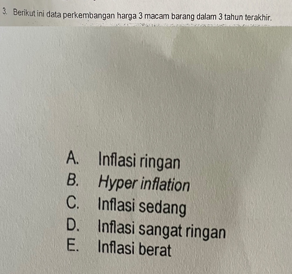 3 Berikut ini data perkembangan harga 3 | StudyX