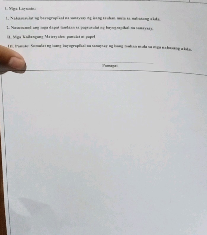 1 Mga Layunin 1 Nakasusulat ng bayograpikal | StudyX