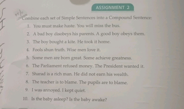 ASSIGNMENT 2 Combine each set of Simple | StudyX