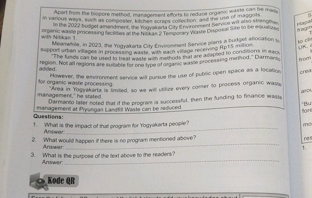 Apart from the biopore method management | StudyX
