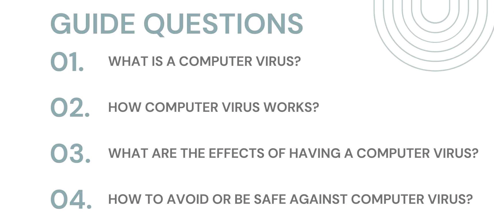 GUIDE QUESTIONS 01 WHAT IS A COMPUTER VIRUS | StudyX