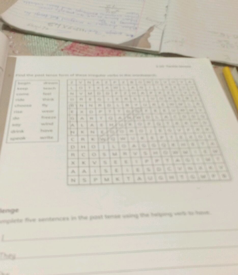 Find the past tense forms of these irregular | StudyX