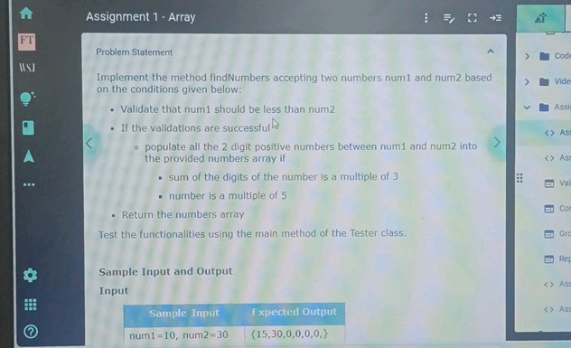 Assignment 1 - Array Problem Statement | StudyX
