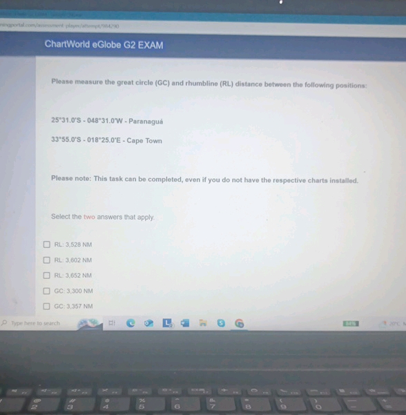 Please measure the great circle (GC) and | StudyX