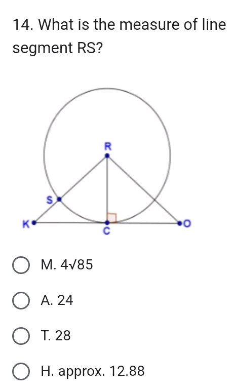 14 What is the measure of line segment RS | StudyX