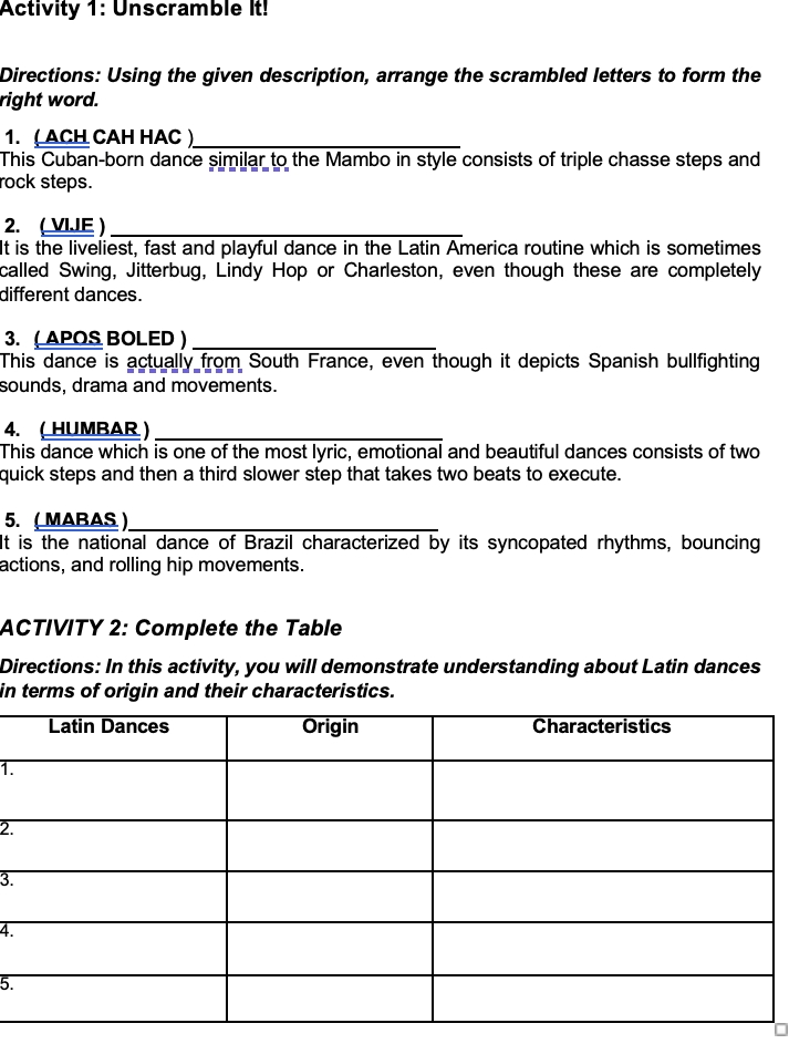 Activity 1 Unscramble lt Directions Using | StudyX