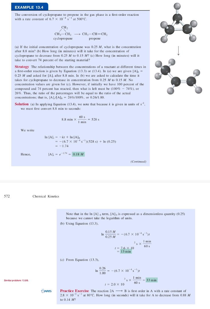 The conversion of cyclopropane to propene in | StudyX