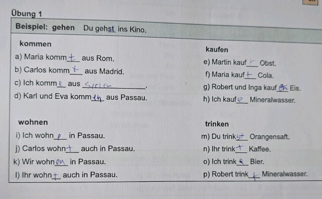 bung 1 Beispiel gehen Du gehst ins Kino | StudyX