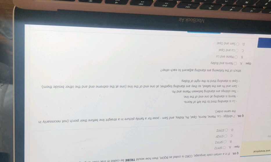 Q05 If in a certain code language CORD is | StudyX